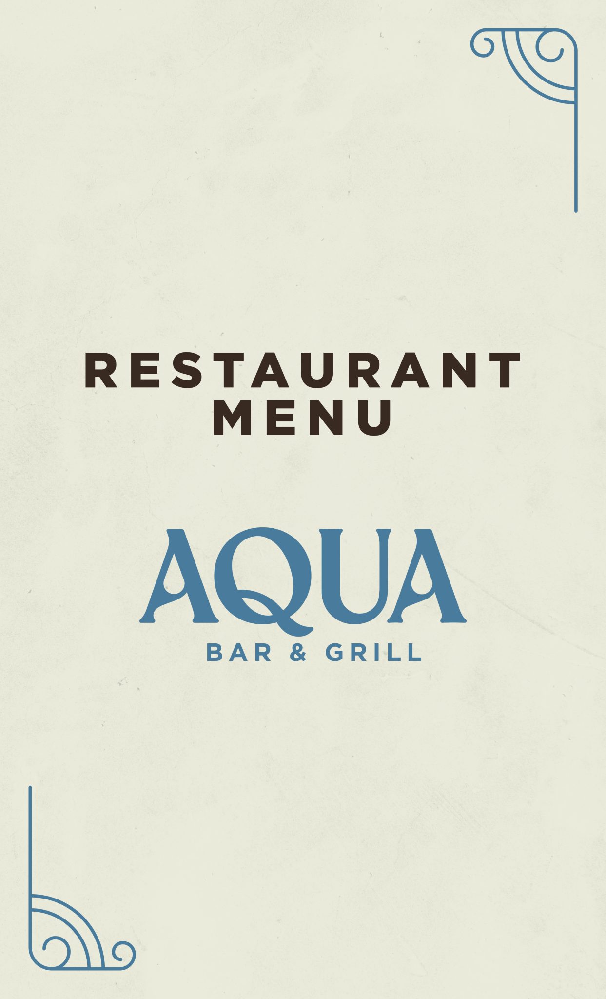 RESTAURANT MENU - Aqua Bar and grill
